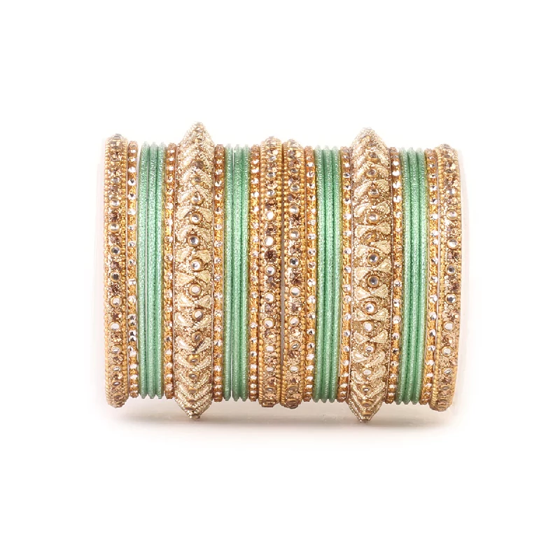 Beautiful Trendy Designer Kundan Work Bangle Set, Mint