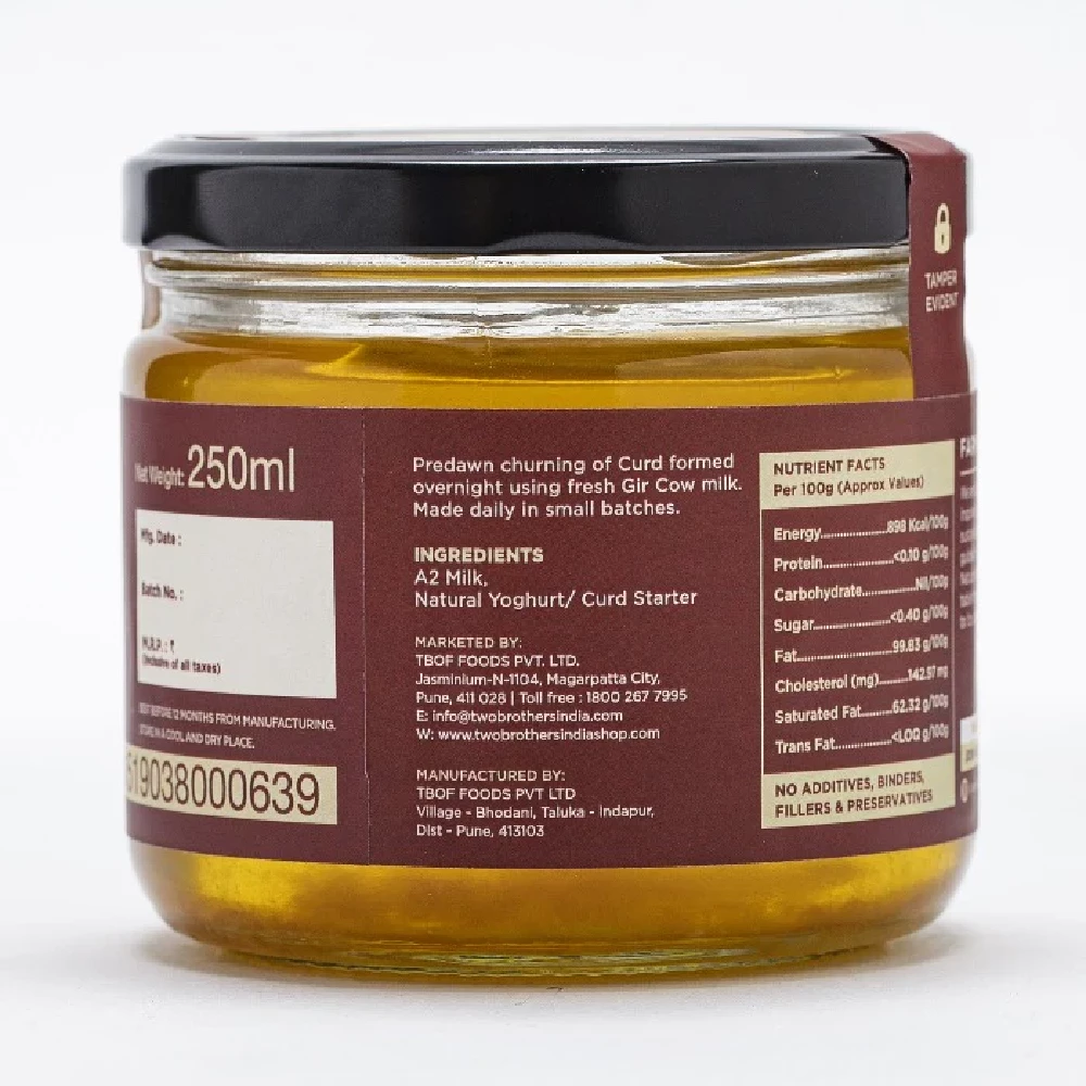 Buy Authentic Two Brothers A2 Gir Cow Cultured Ghee Online