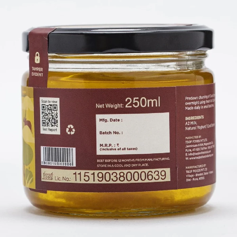 Buy Authentic Two Brothers A2 Gir Cow Cultured Ghee Online