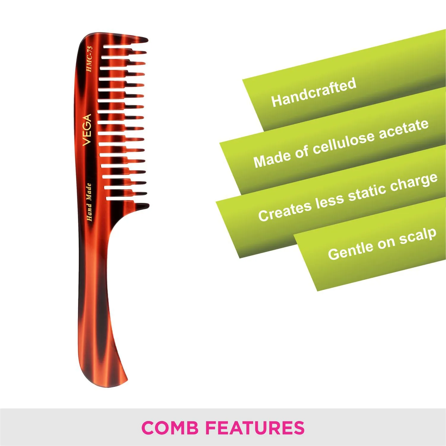 Vega Handcrafted Grooming Comb for Men & Women
