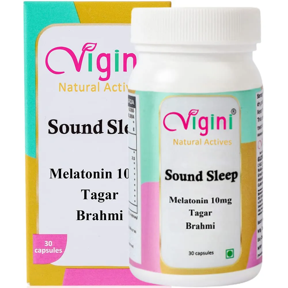 Vigini Natural Active Sound Sleep Capsules with Melatonin Tagar Brahmi