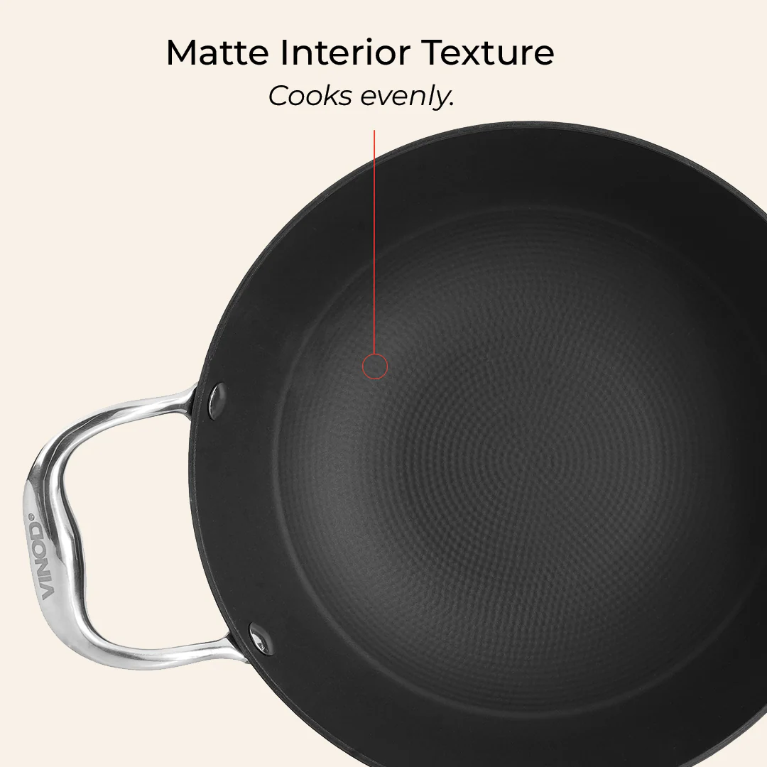 Vinod Cookware Ferona Cast Iron Kadai with Lid (Induction Friendly)