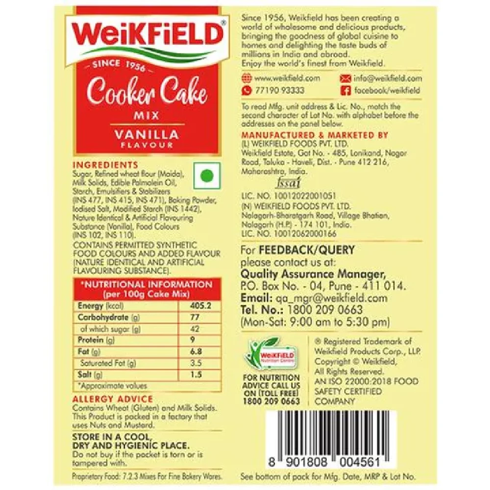 Weikfield Cooker Cake Mix - Vanilla
